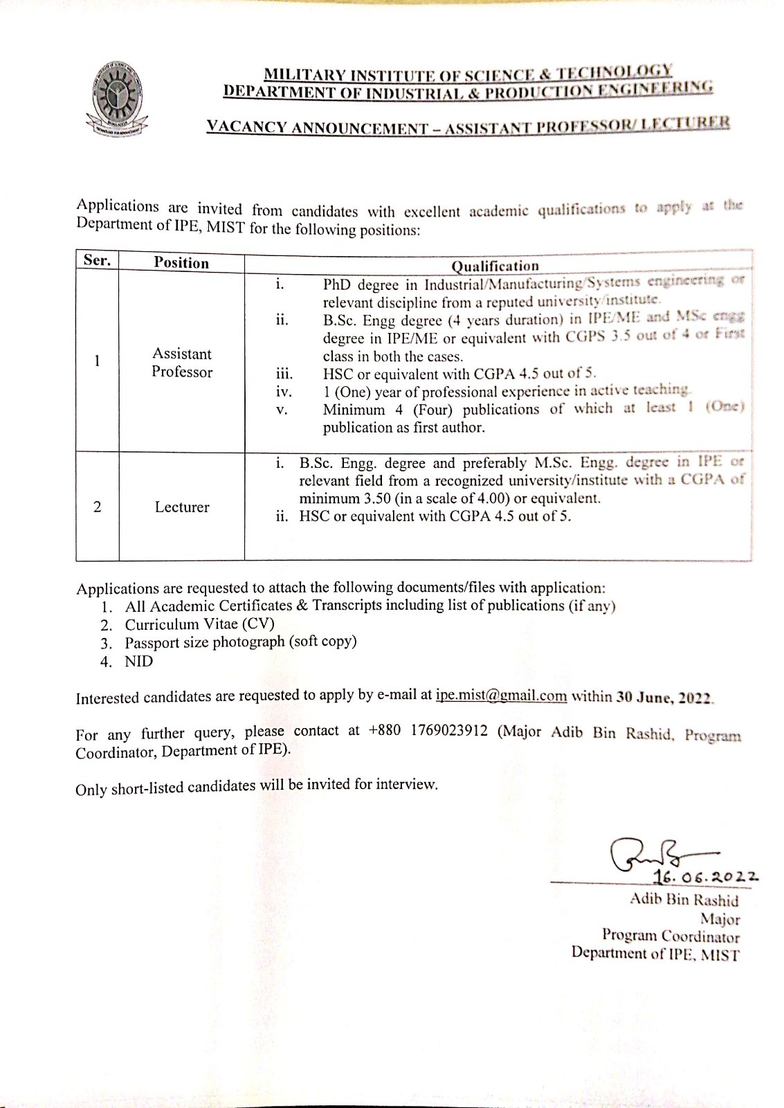 Military Institute of Science and Technology (MIST)